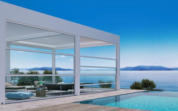 Guillotine Glass - Bioclimatic Pergola Awning
